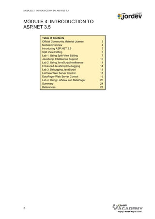Module 4: Introduction to ASP.NET 3.5 (Material) | PDF