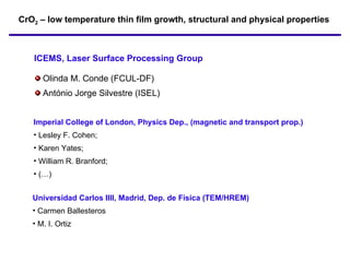 CrO2 – low temperature thin film growth, structural and physical ...