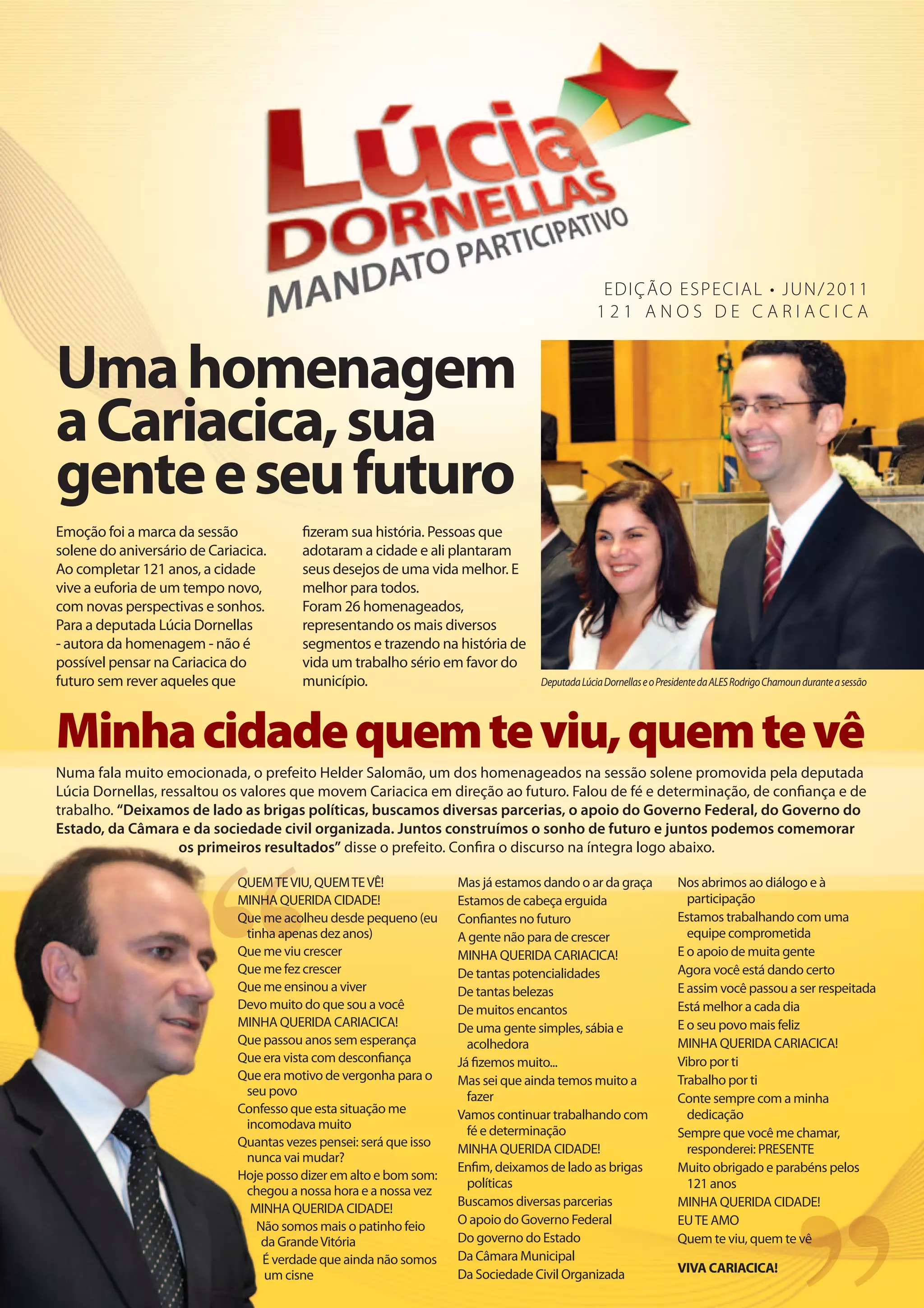 Jornal - Deputada Lúcia Dornellas - Cariacica 121 anos | PDF
