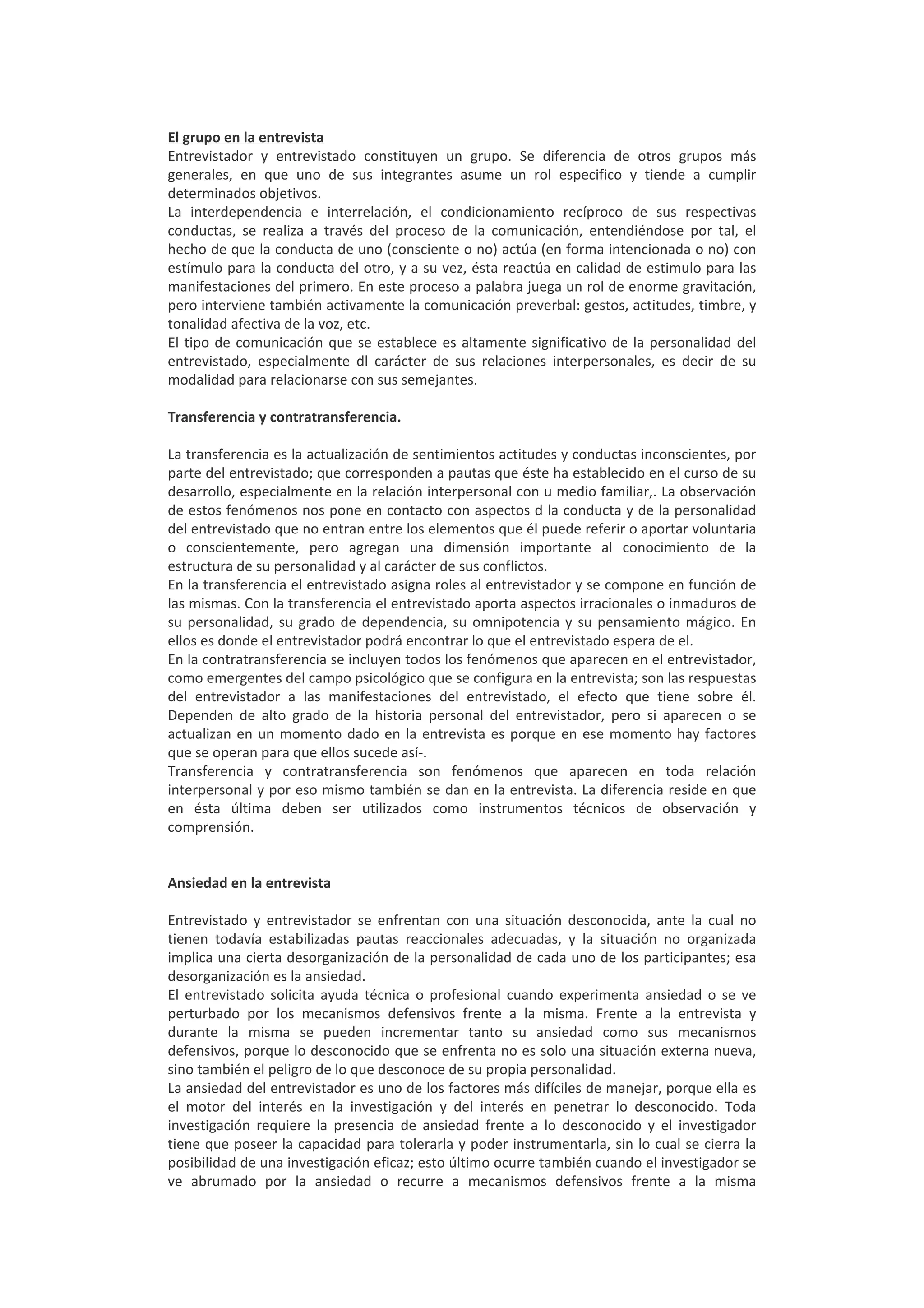 Jose bleger la entrevista psicológica | PDF