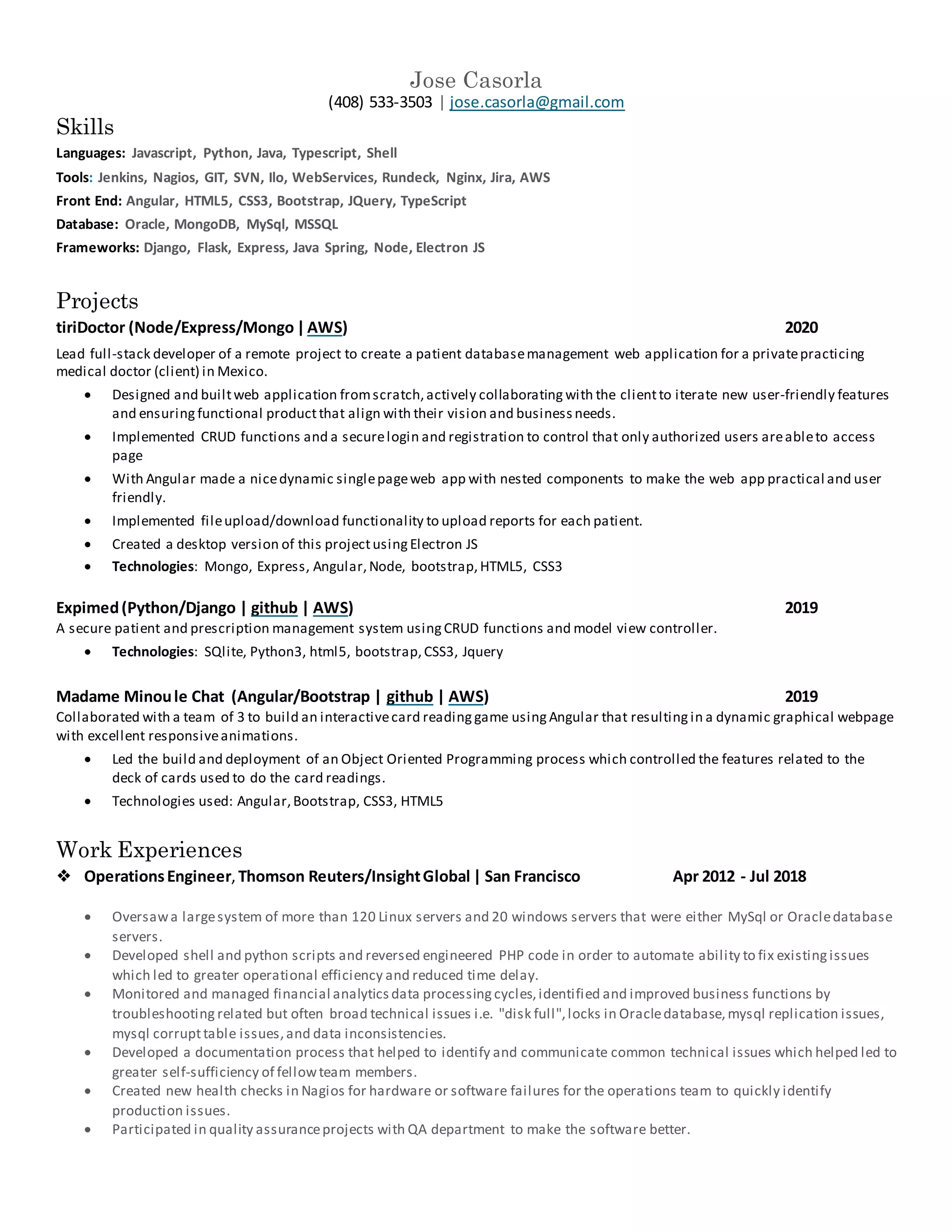 Jose Casorla Resume 02/20 | PDF