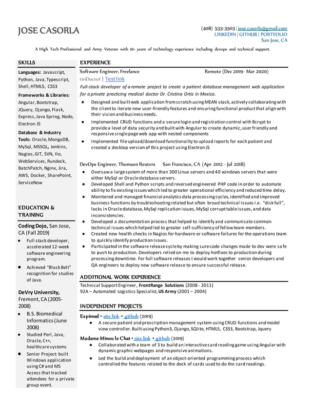 Jose casorla Resume 06/20 | PDF