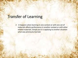 transfer of learimng | PPTX