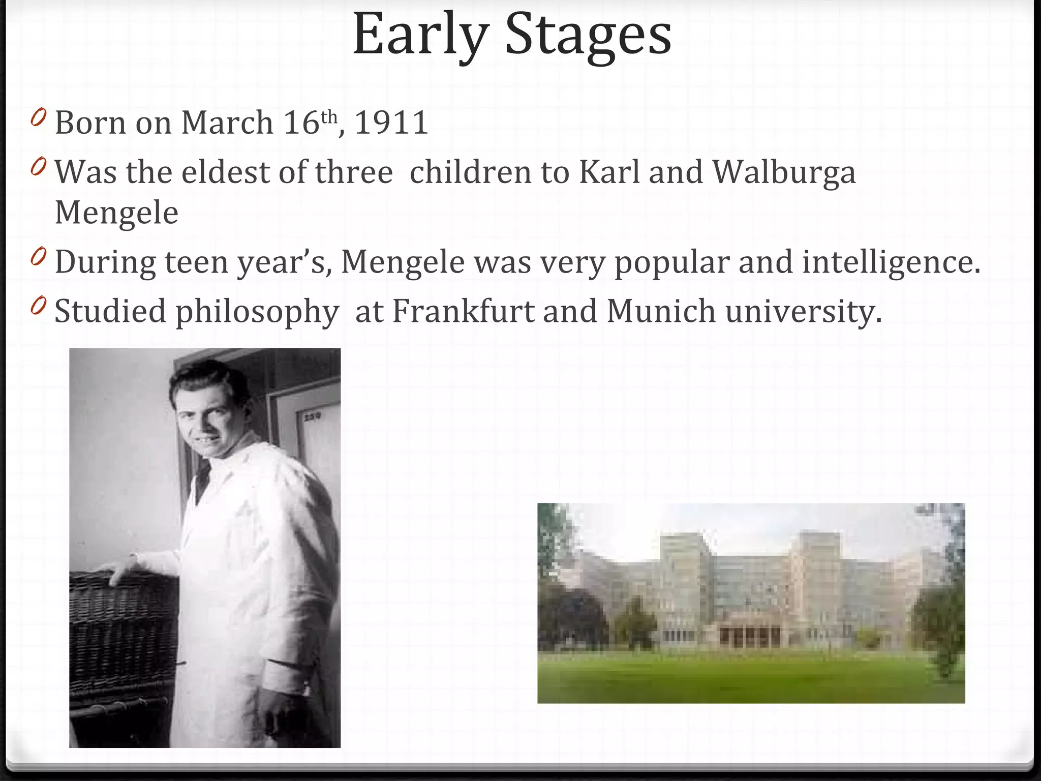 Josef mengele by b lawson | PPT