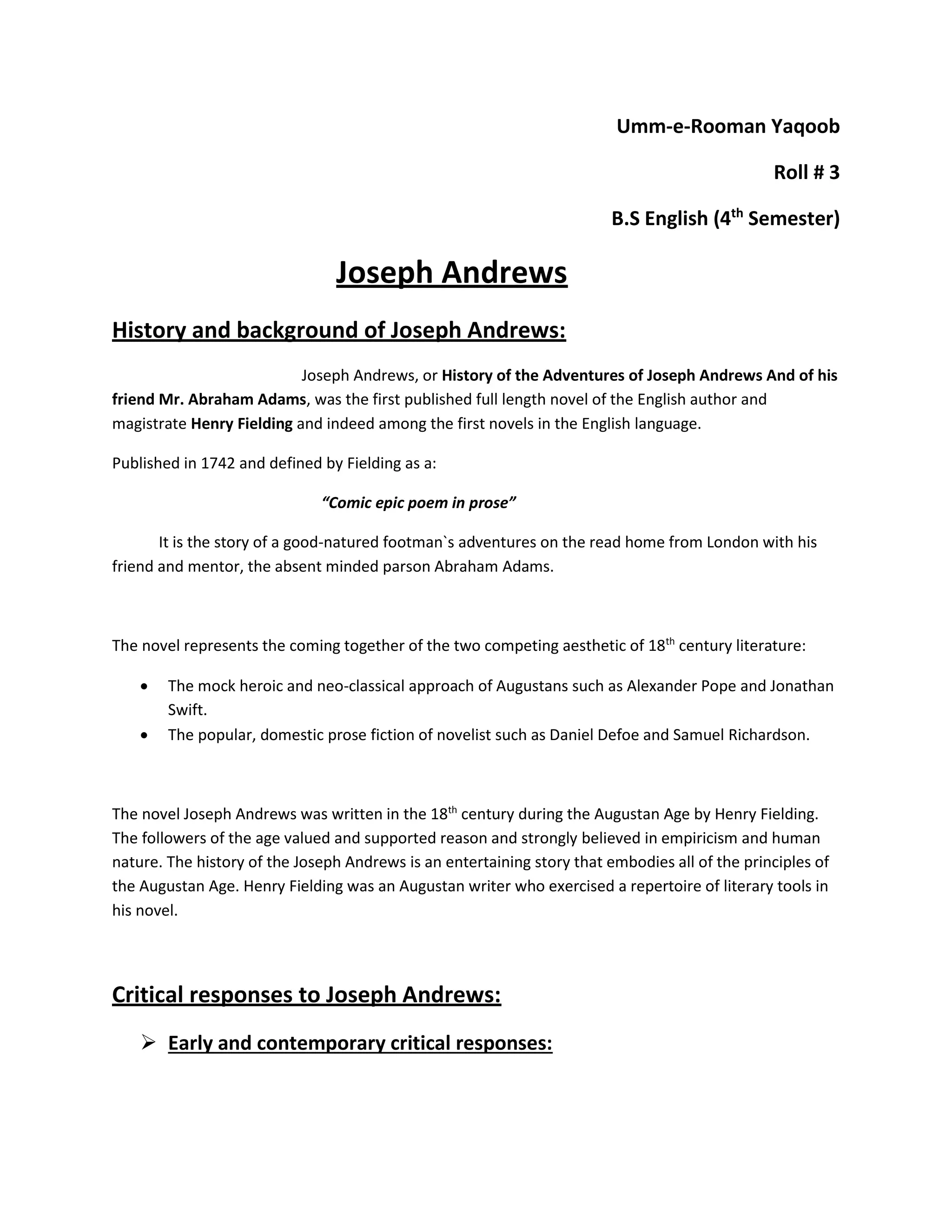 Joseph Andrews | PDF
