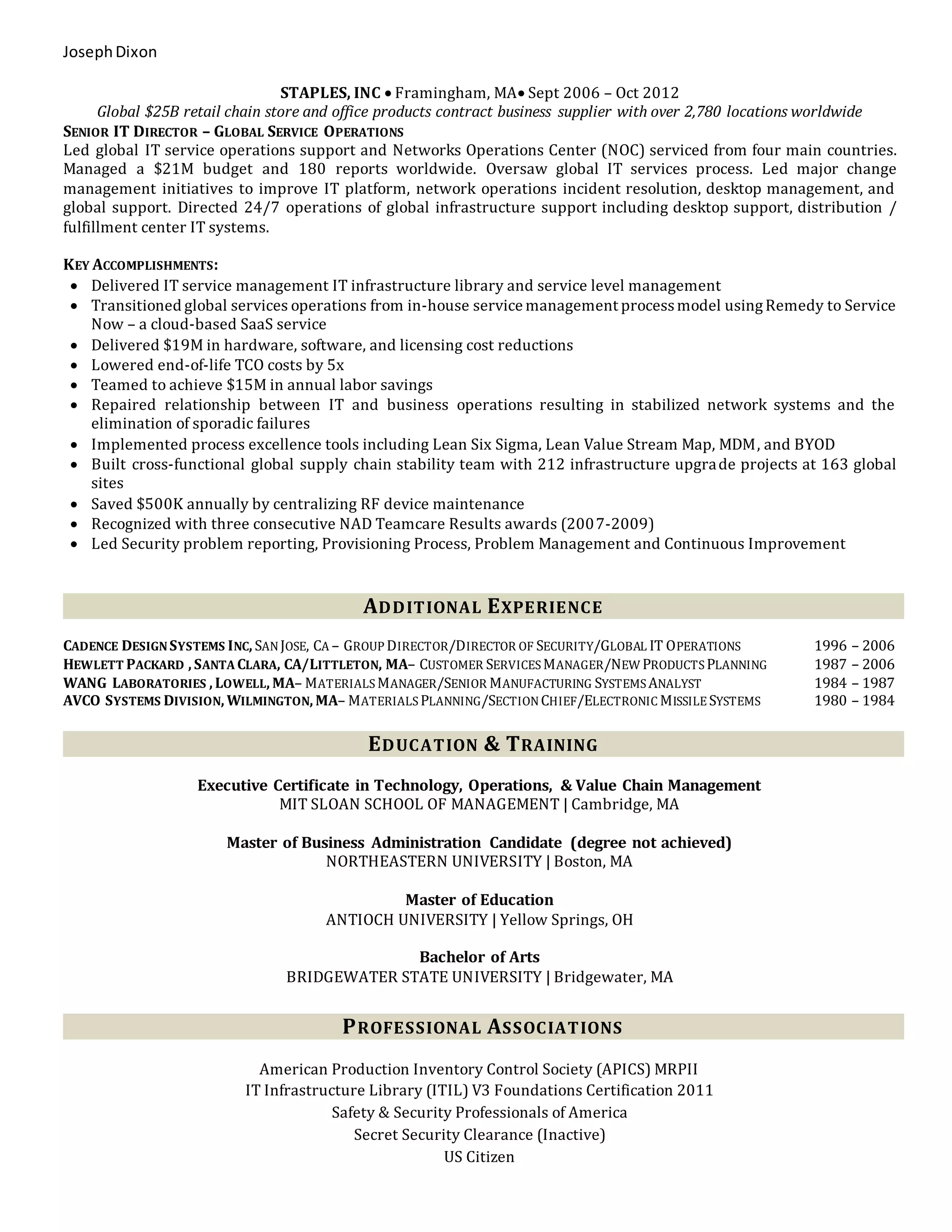 Joseph dixon-resume updated | DOCX