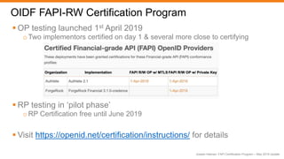 OpenID FAPI Certification Program Update - EIC - May 2019 | PPTX ...