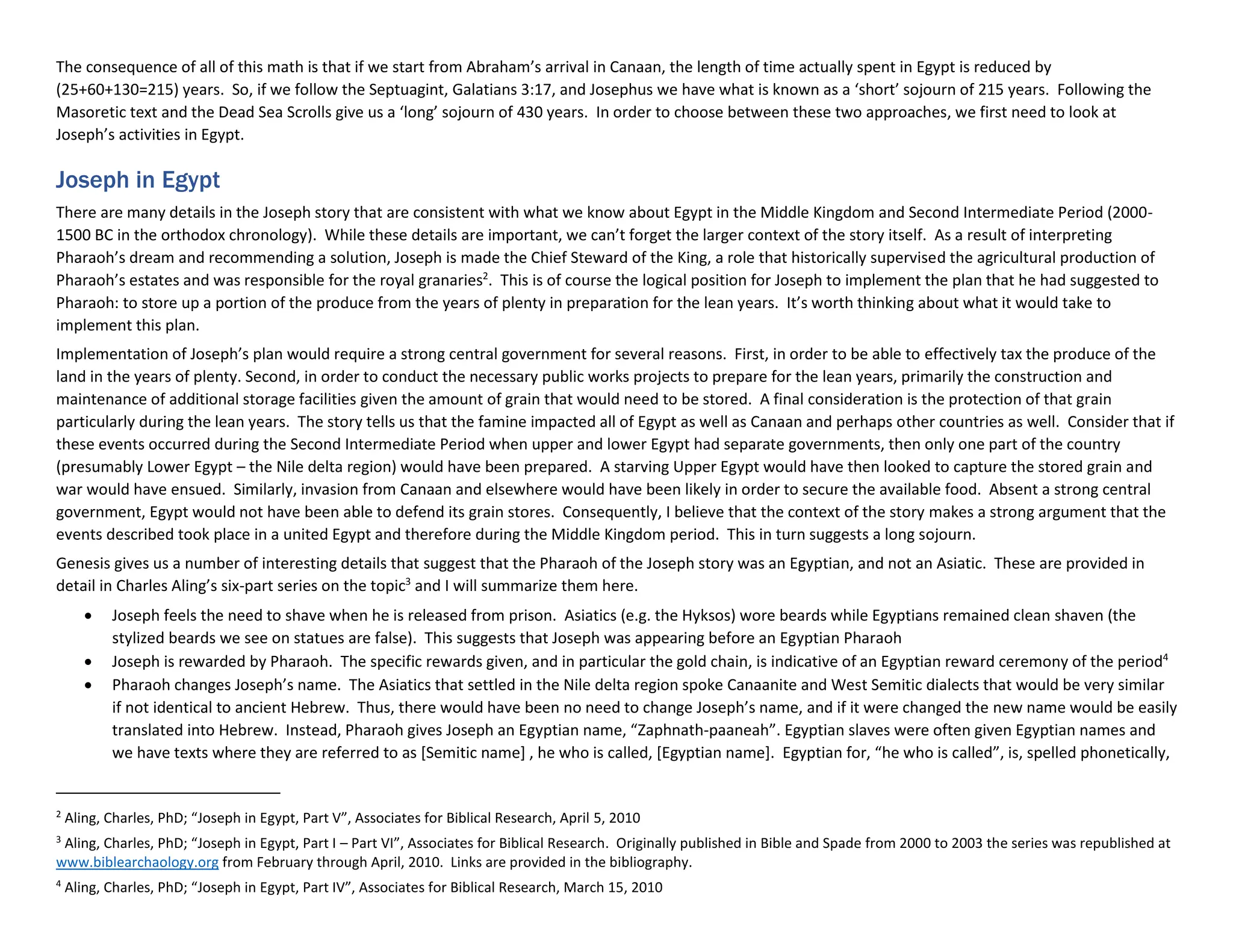 Joseph the Son of Israel in Egypt Biblical Text | PDF