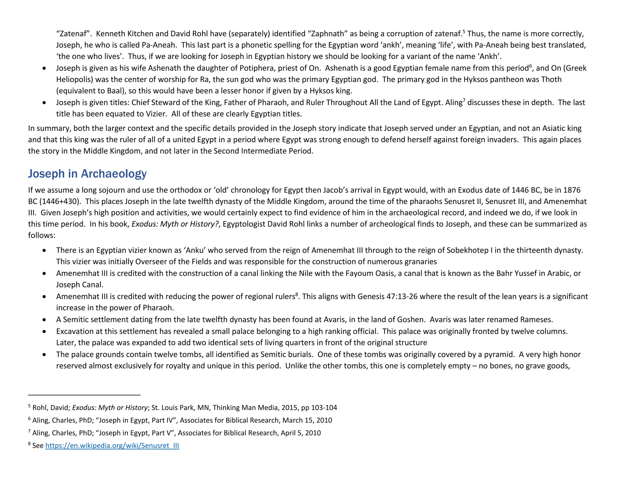 Joseph the Son of Israel in Egypt Biblical Text | PDF