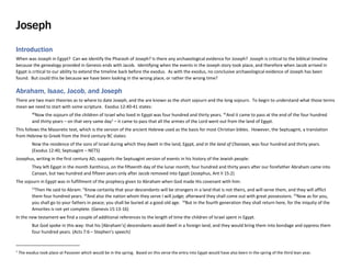 Joseph the Son of Israel in Egypt Biblical Text | PDF