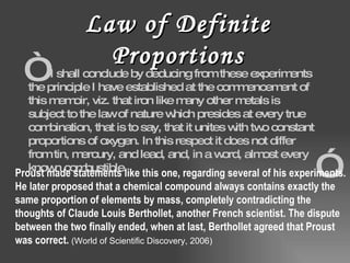 Joseph louis proust project | PPT | Chemistry | Science