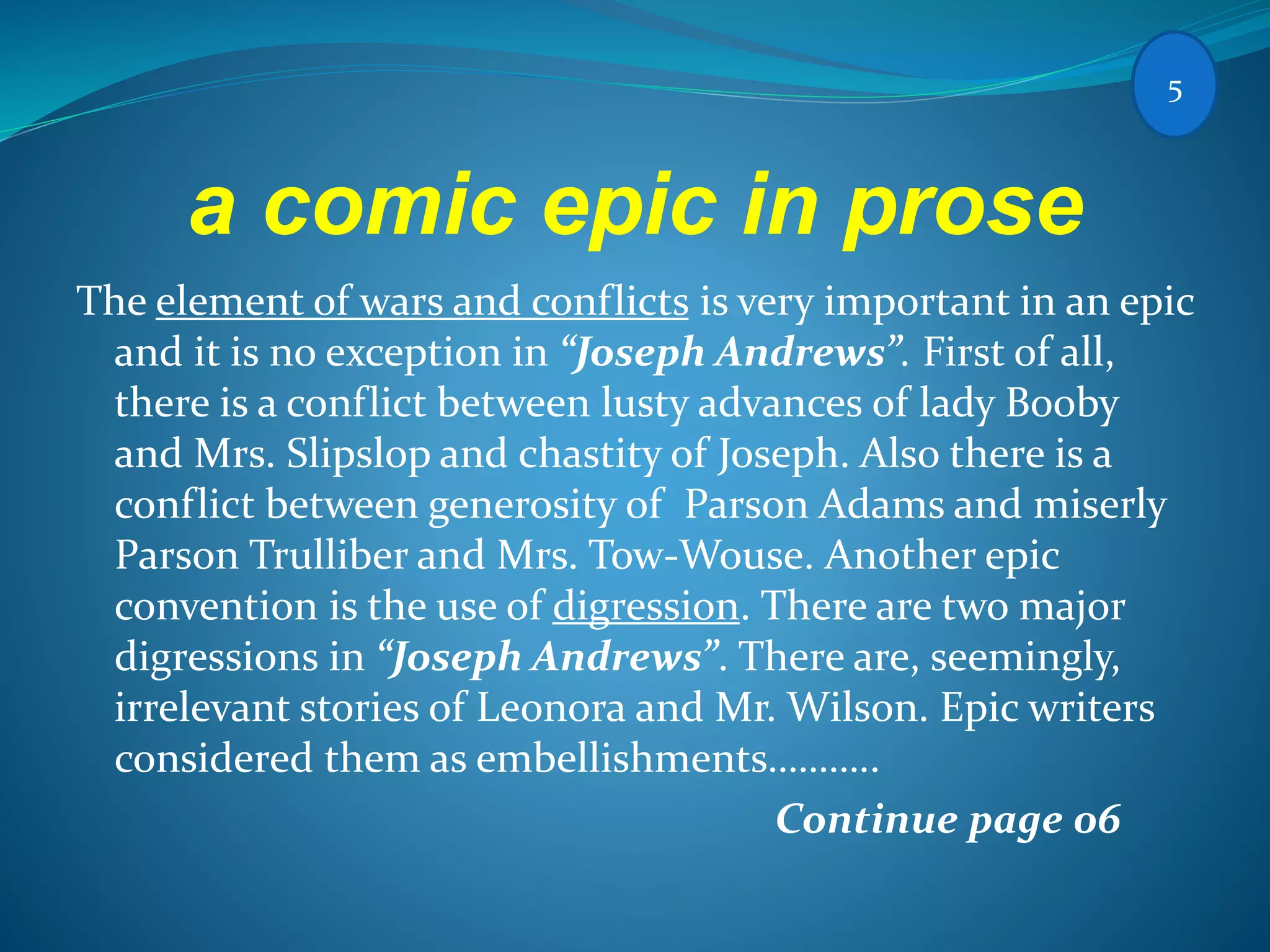Joseph andrew a comic epic in prose | PPTX