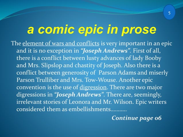 Joseph andrew a comic epic in prose | PPTX