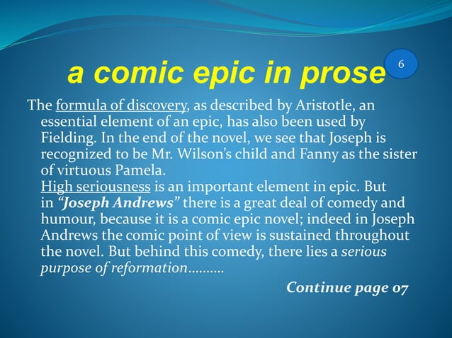 Joseph andrew a comic epic in prose | PPTX