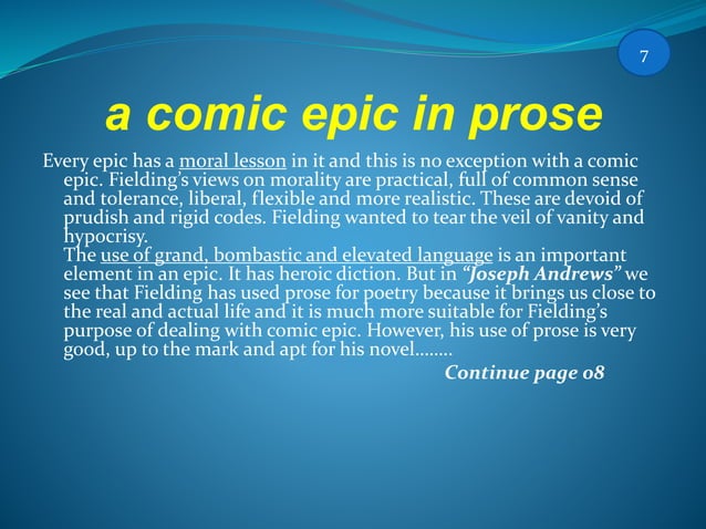 Joseph andrew a comic epic in prose | PPTX