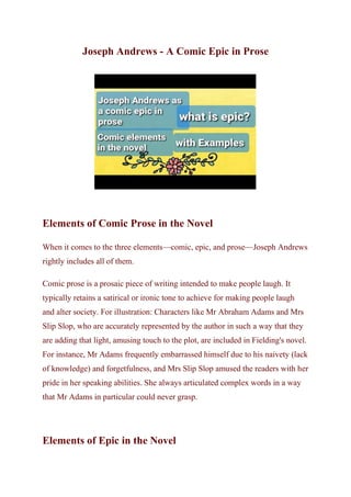 Joseph Andrews- A comic epic in prose | PDF