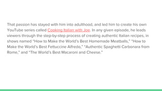 Joseph Borio: Cooking Italian With Joe | PPT