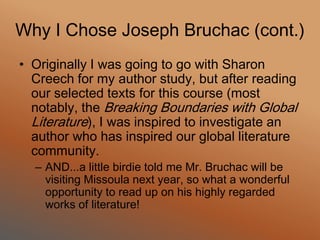 Joseph Bruchac Author Study | PPTX