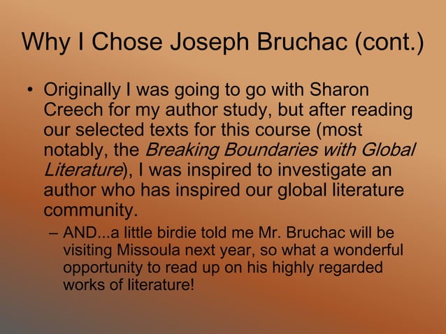 Joseph Bruchac Author Study | PPT