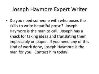 Joseph Haymore | PPT