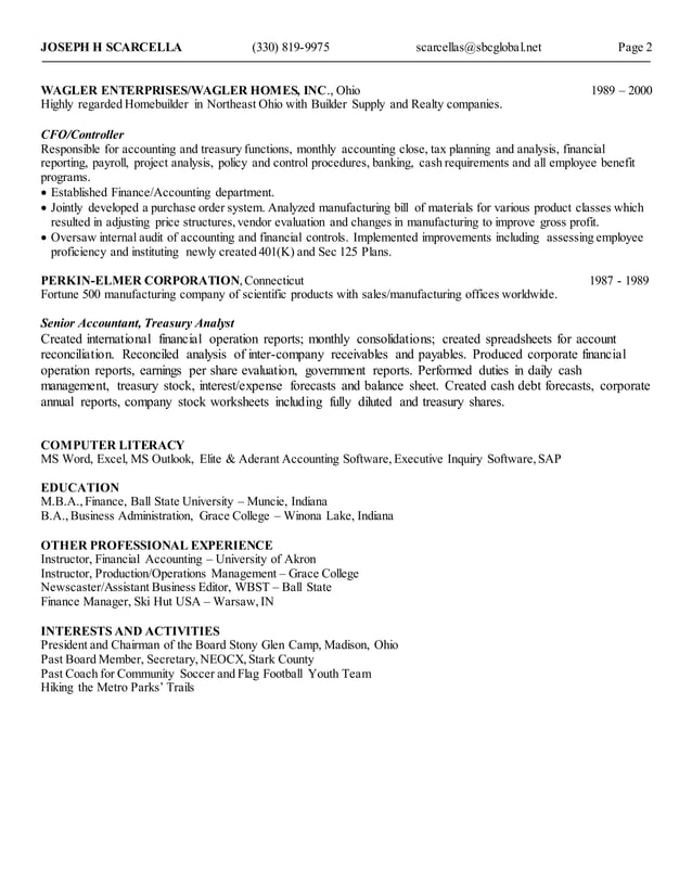 Joseph H scarcella resume | DOCX
