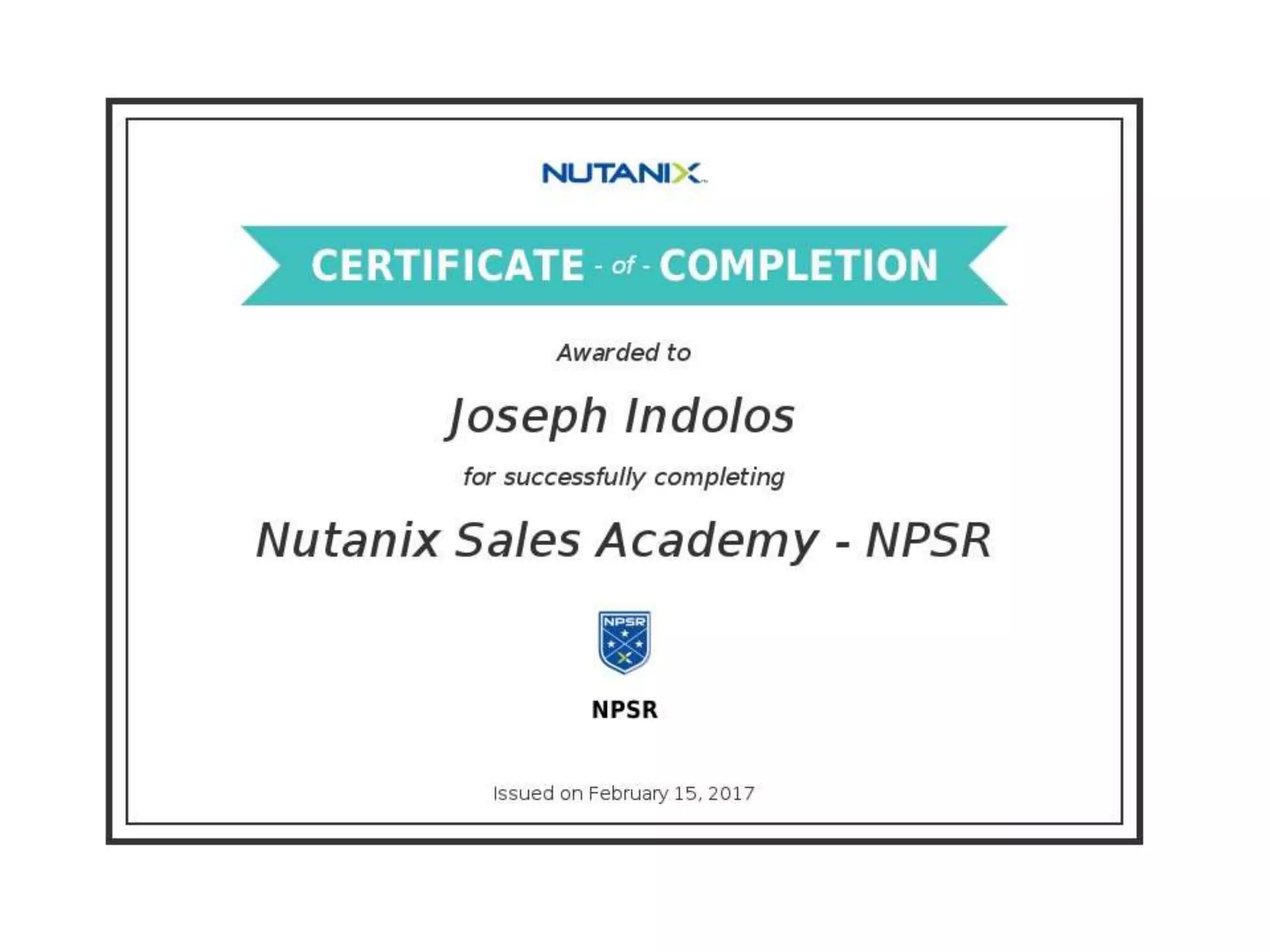 Joseph indolos nutanix sales academy npsr-certificate | PPT