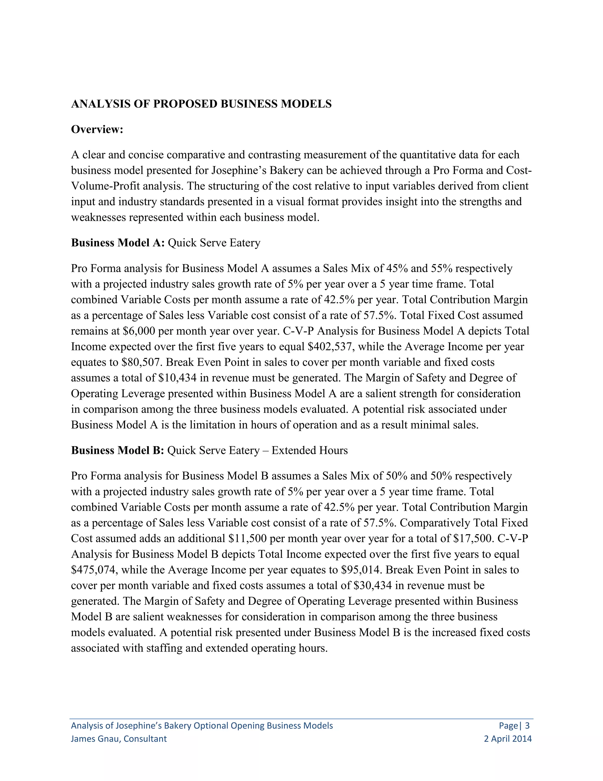 Josephine Bakery Consult Report | PDF
