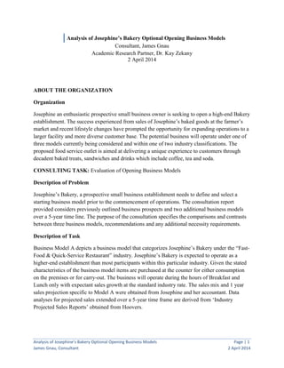 Josephine Bakery Consult Report | PDF