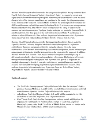 Josephine Bakery Consult Report | PDF