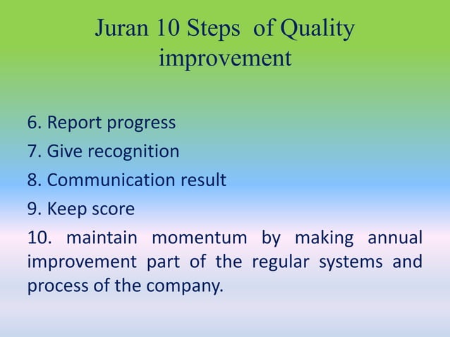 Joseph juran contribution to tqm | PPTX