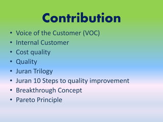 Joseph juran contribution to tqm | PPTX