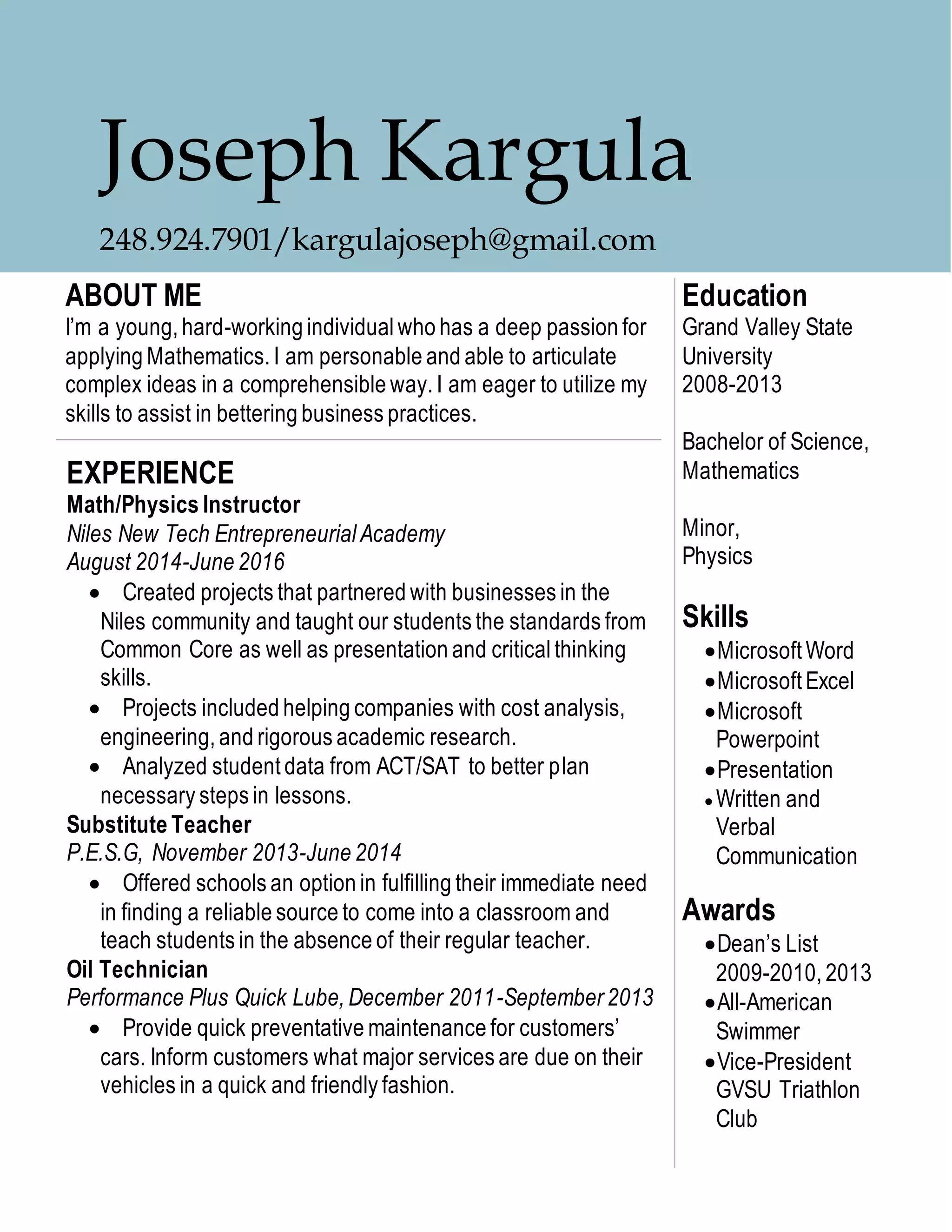 Joseph Kargula Resume | PDF