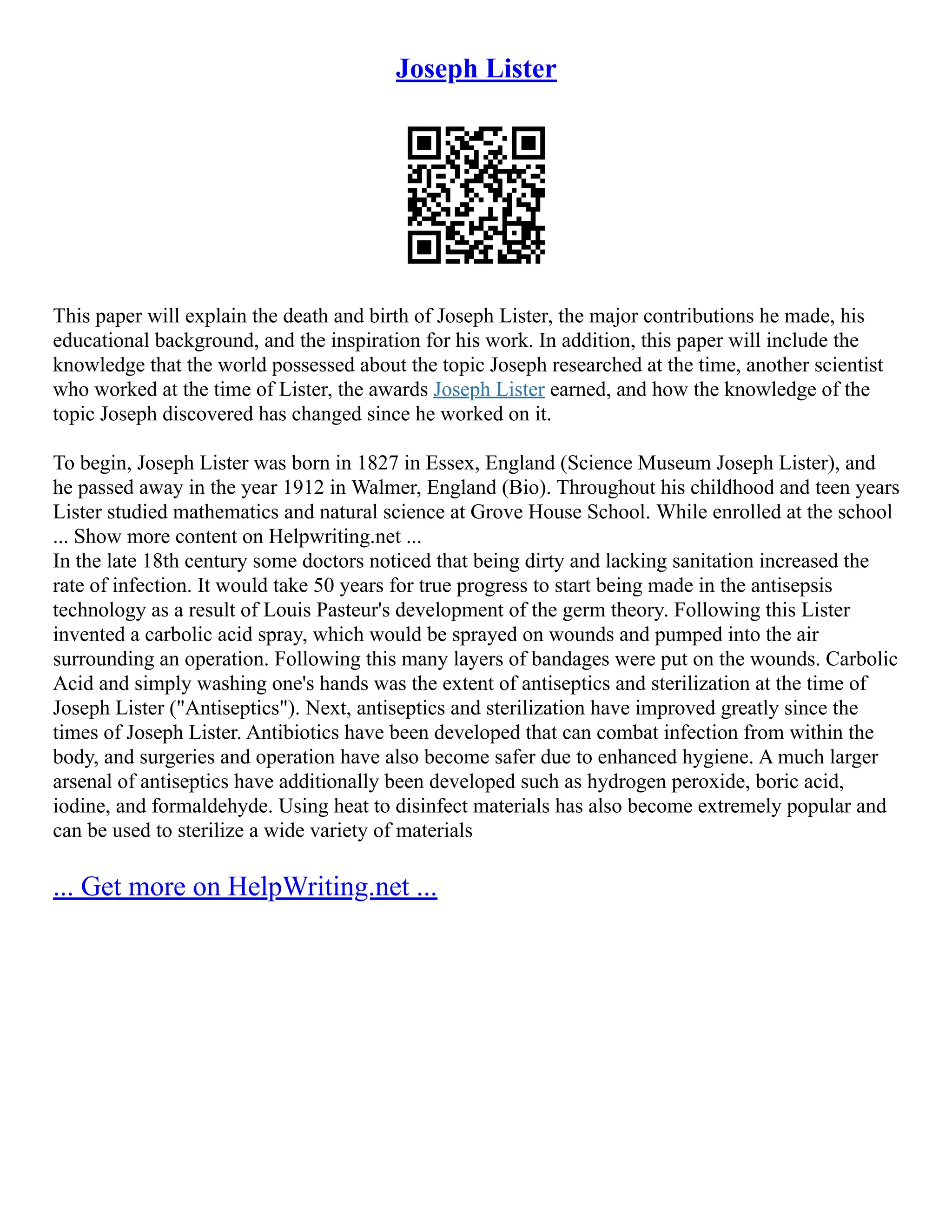 Joseph Lister | PDF