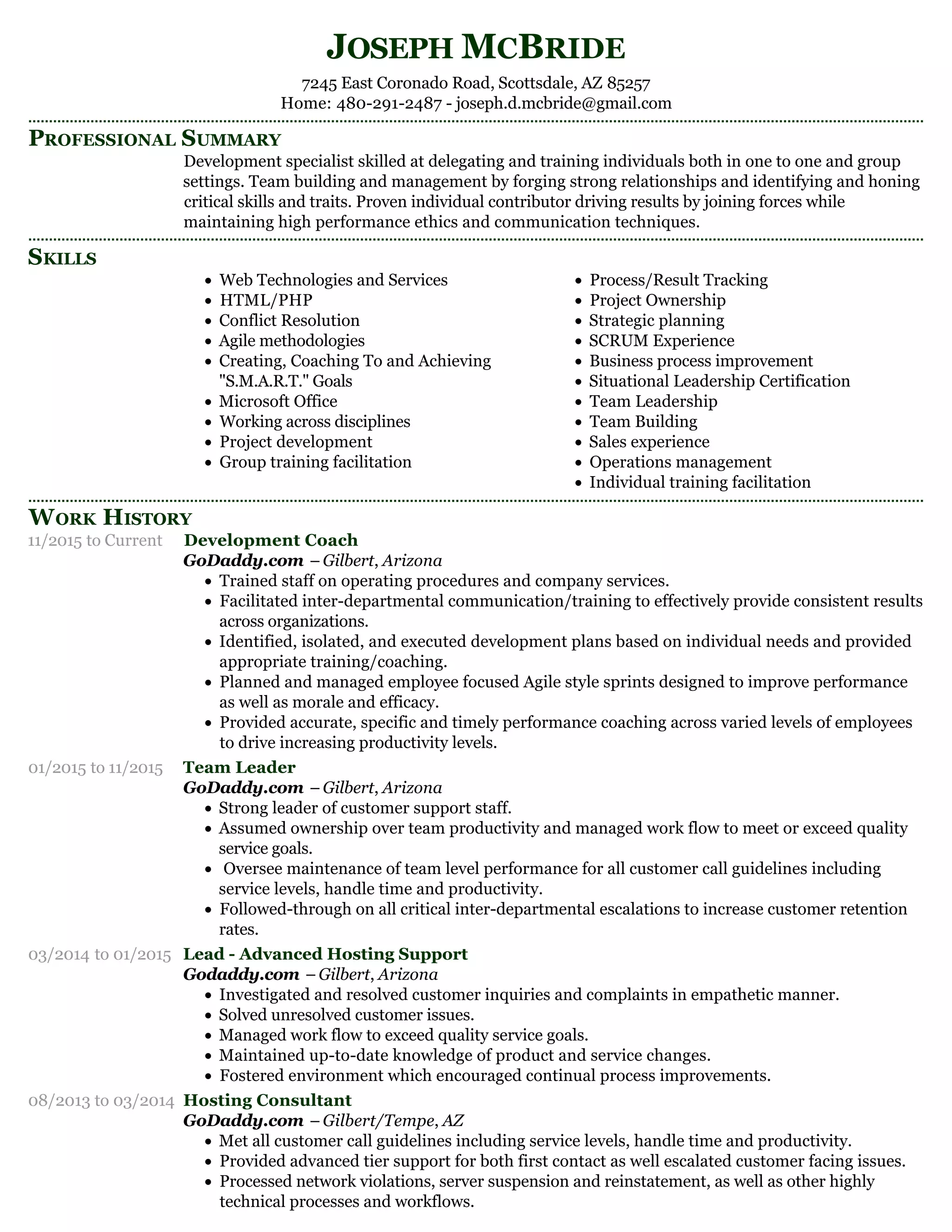 Joseph McBride - Resume | PDF