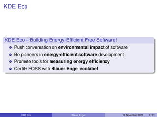 SFScon 21 - Joseph P. De Veaugh-Geiss - Sustainable Software & Blauer Engel Eco-Certification | PPT