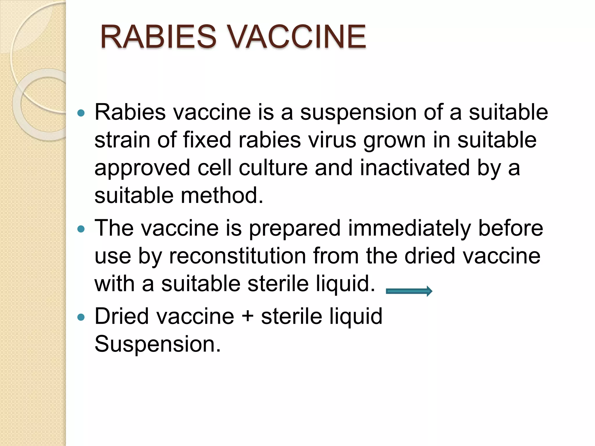 rabies vaccine and tetanus anti serum FOR PHARM ANALYSIS | PPT