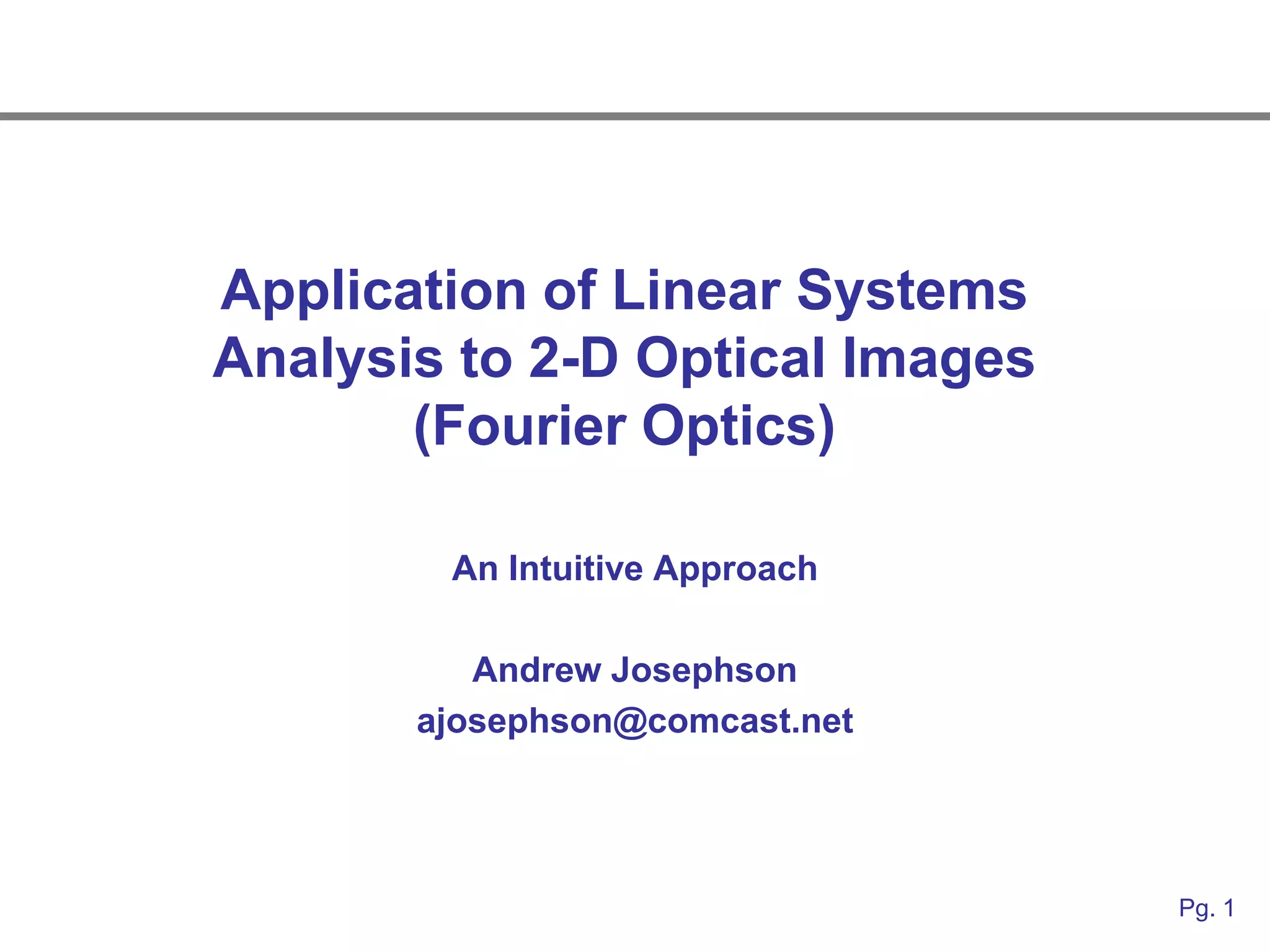 An Intuitive Approach to Fourier Optics | PDF
