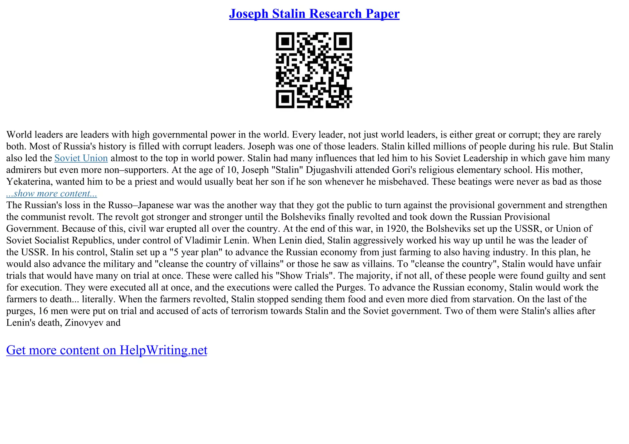 Joseph Stalin Ambition | PDF