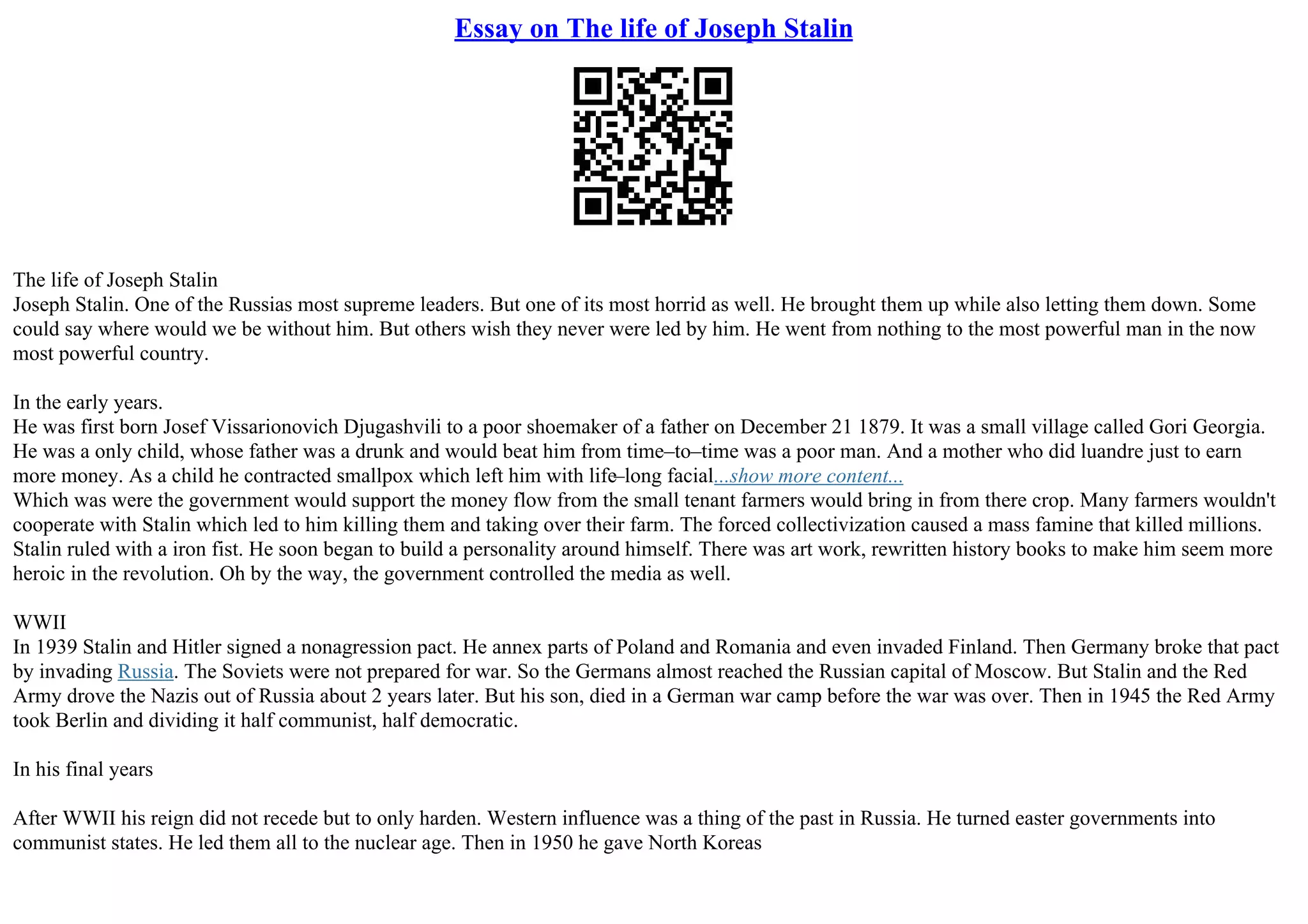 Joseph Stalin Ambition | PDF