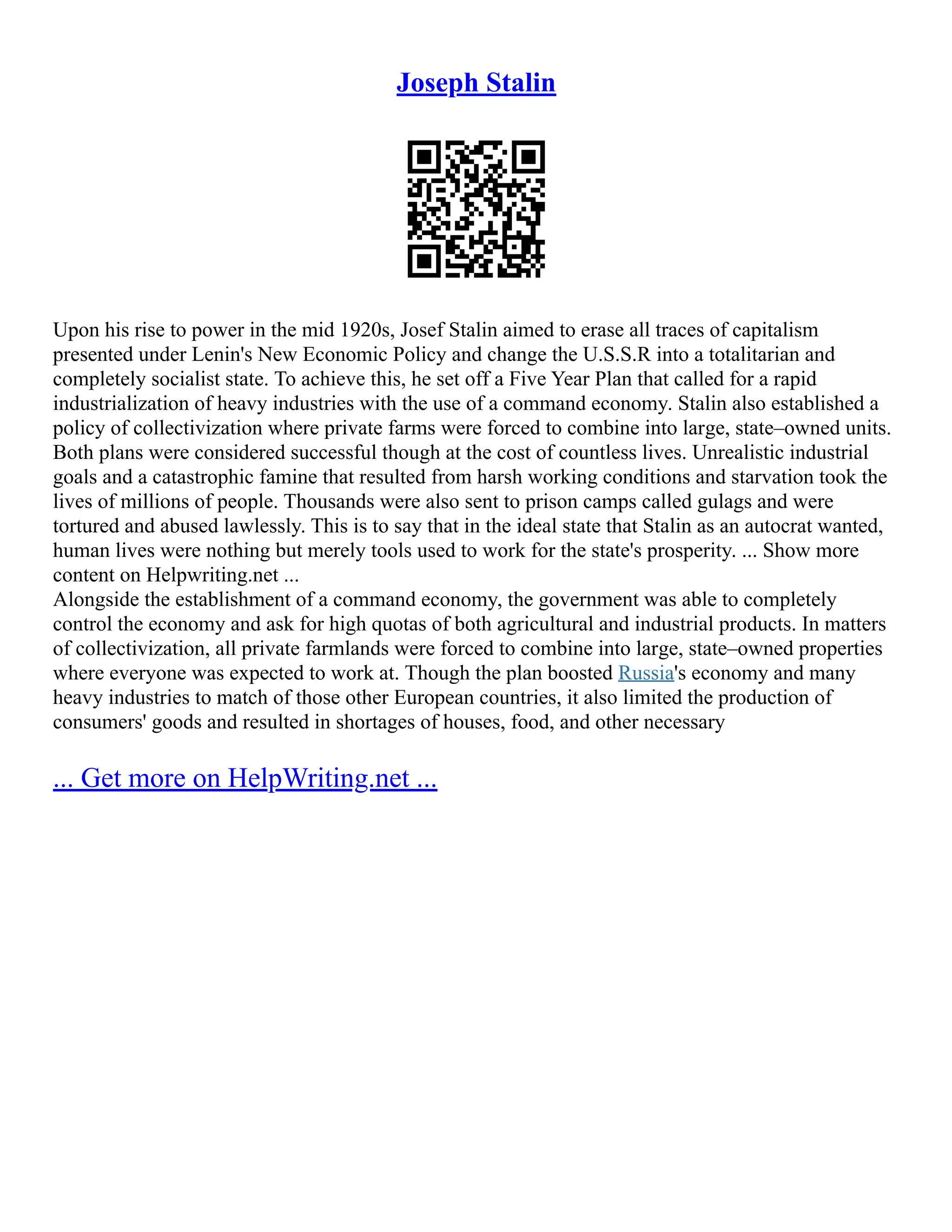 Joseph Stalin Facts | PDF