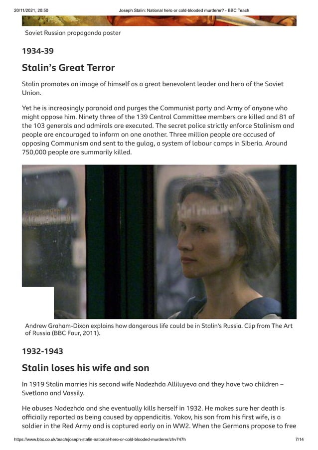 Joseph stalin national hero or cold blooded murderer- - bbc teach | PDF ...