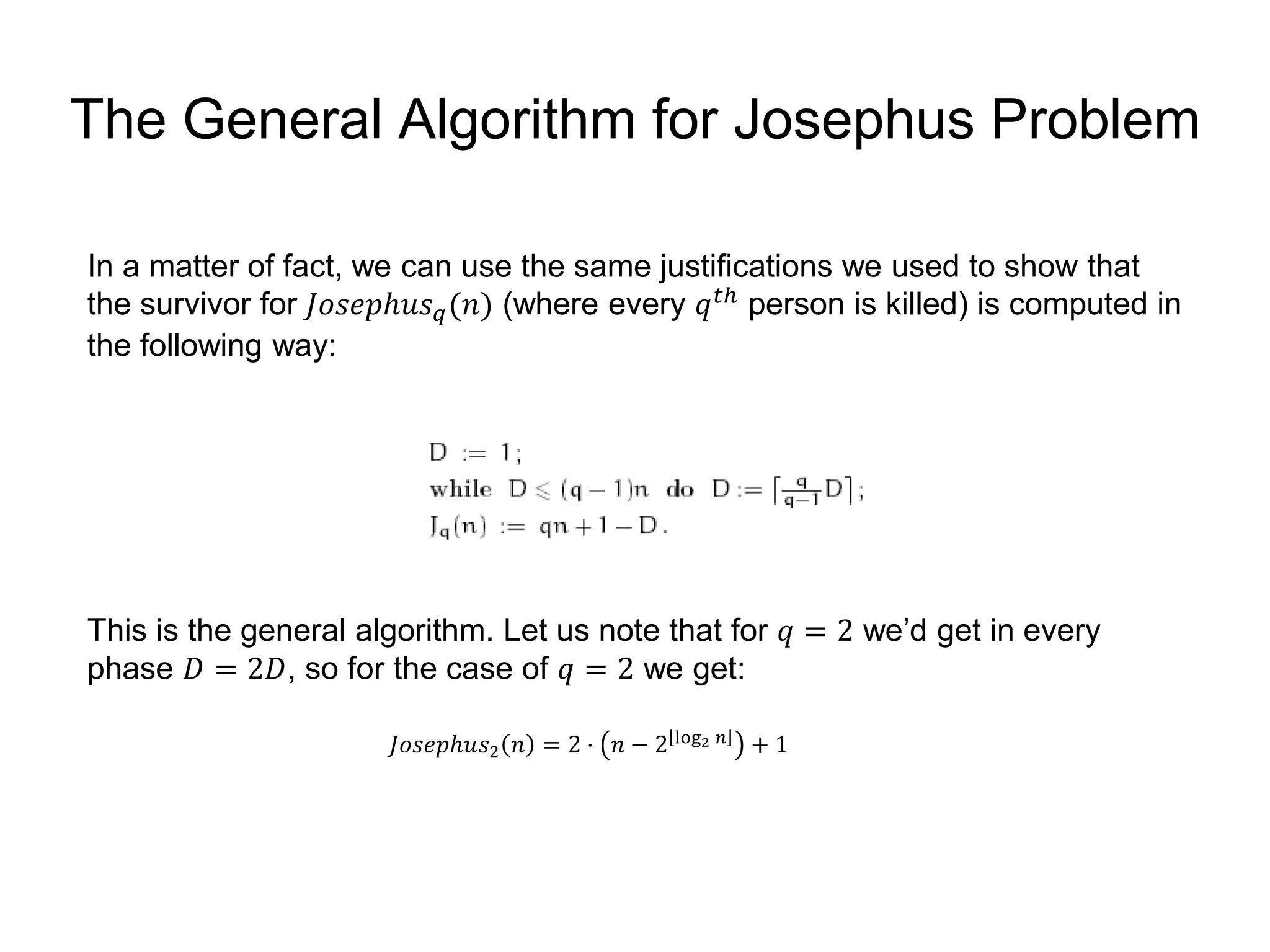 General Solution for Josephus Problem | PPT General Solution for Josephus Problem | PPT