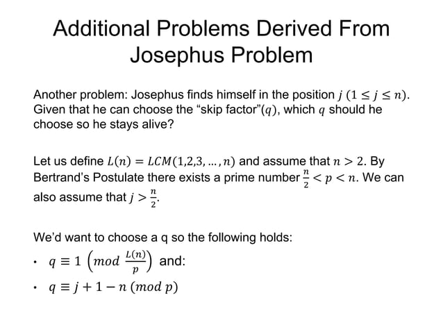General Solution for Josephus Problem | PPTX