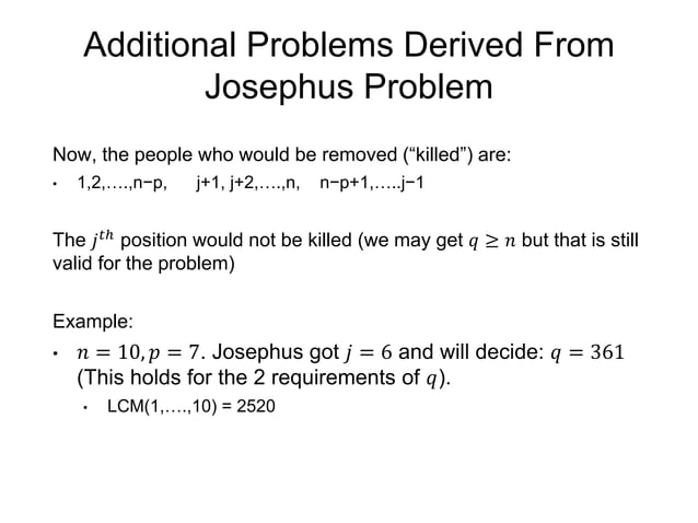 General Solution for Josephus Problem | PPT General Solution for Josephus Problem | PPT