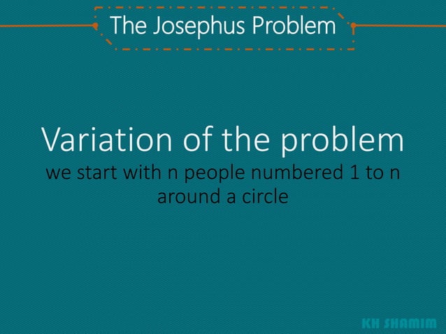 Josephus problem | PPTX | Games and Puzzles | Hobbies & Interests