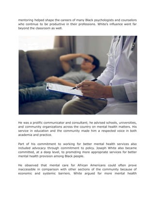 Joseph White Mental Health Counselor – A Pioneer in Counseling and ...
