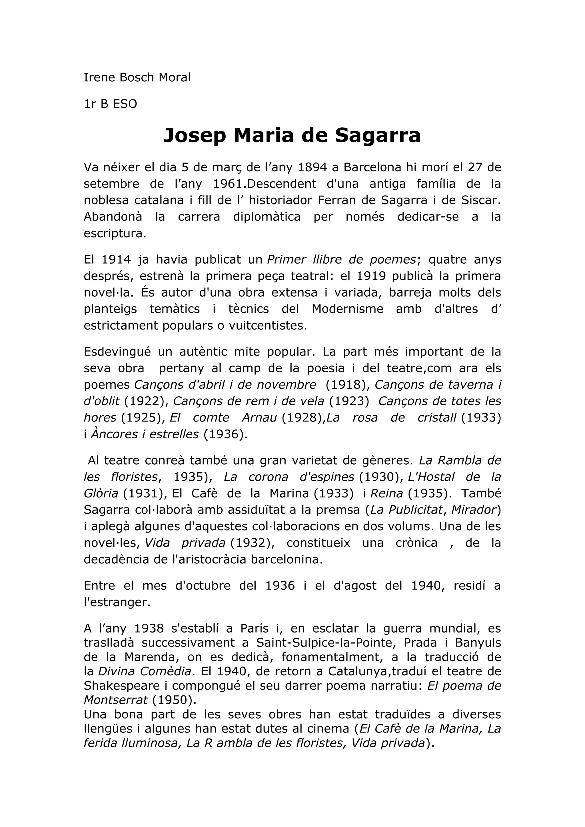 Josep Maria de sagarra | DOCX