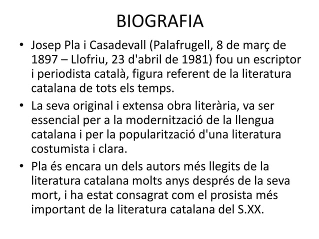 Josep pla | PPT