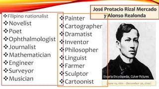 Jose protacio rizal | PPTX | Genealogy and Ancestry | Hobbies & Interests