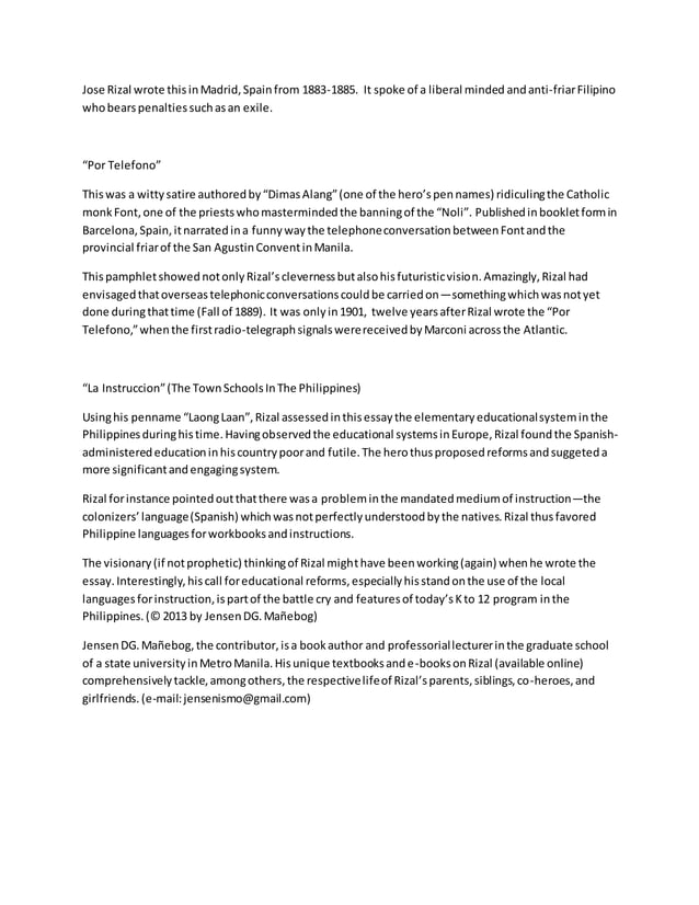 Jose rizal essay | PDF